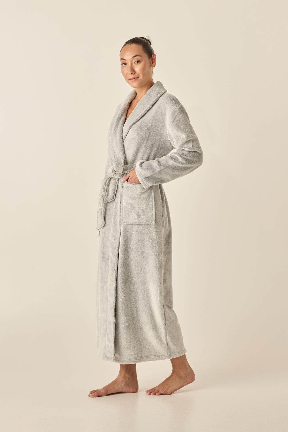 Gingerlilly Sleepwear | Desiré Grey Long Plush Robe