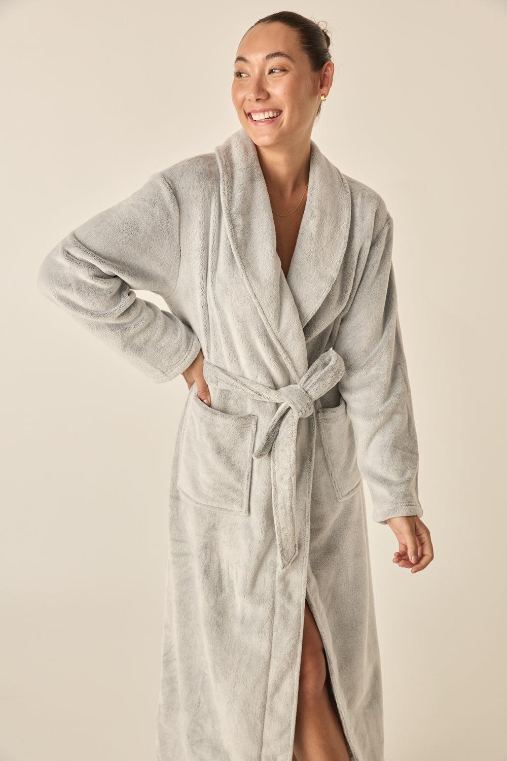 Gingerlilly Sleepwear | Desiré Grey Long Plush Robe