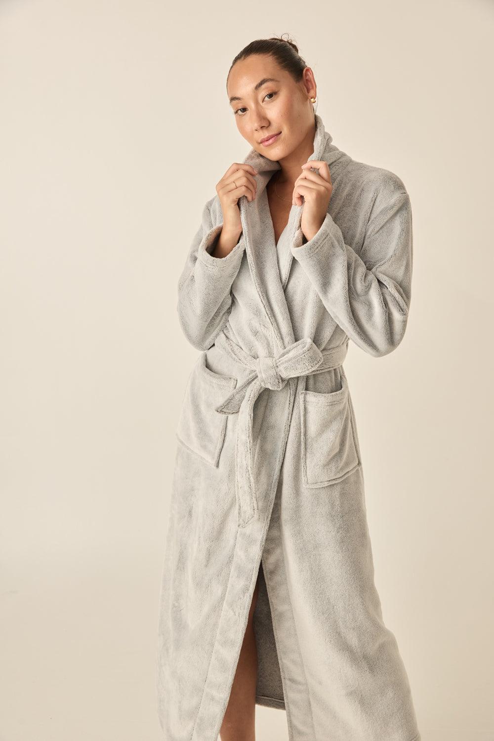 Gingerlilly Sleepwear | Desiré Grey Long Plush Robe