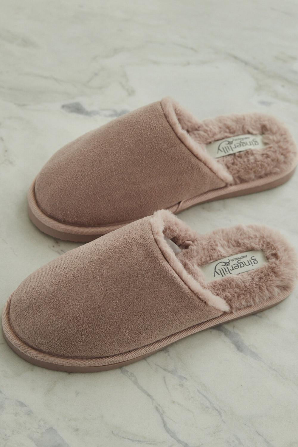 Gingerlilly Sleepwear | St Moritz Mock Suede Slipper Pink