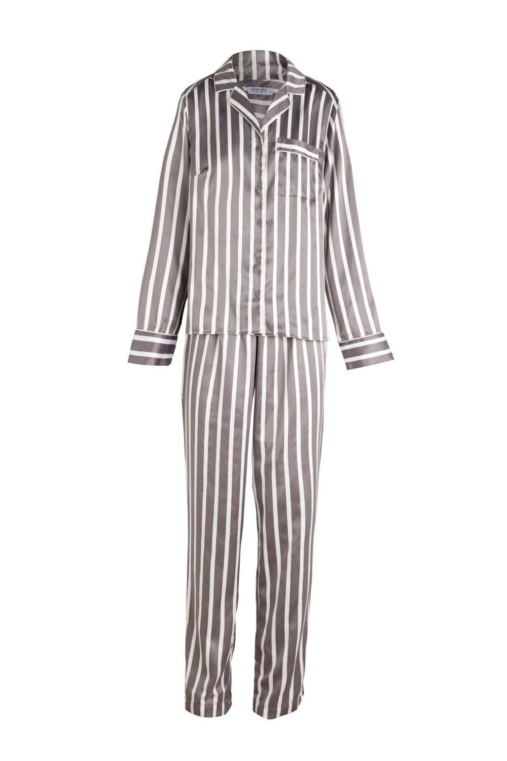 Gingerlilly Sleepwear | Lotus Grey Stripe Satin Pj
